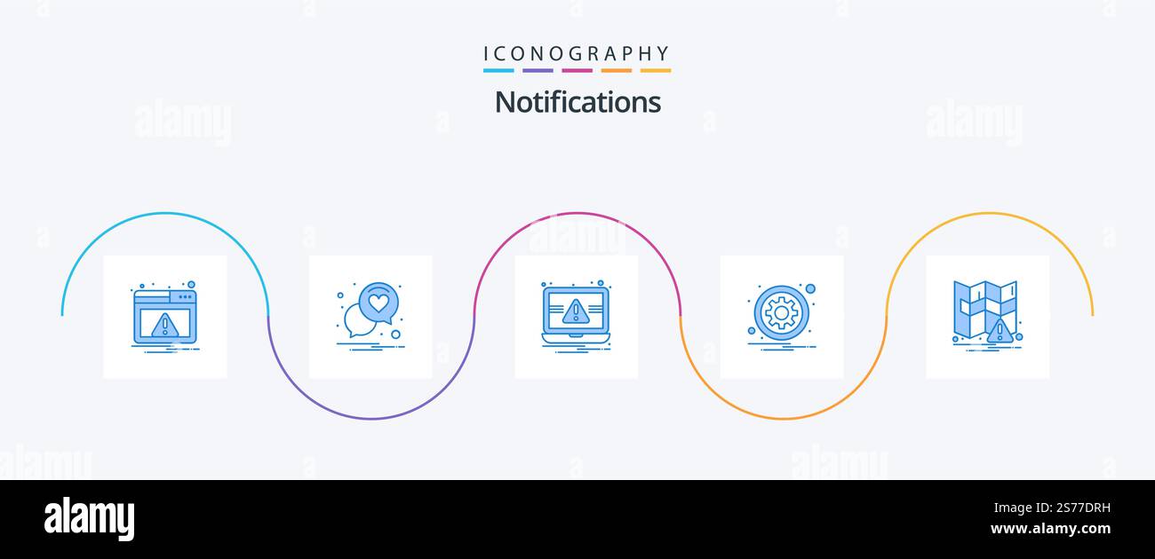 Notifications Blue 5 Icon Pack Including map. setting. essentials. sign ...