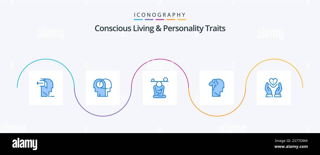 Concious Living And Personality Traits Blue 5 Icon Pack Including ...