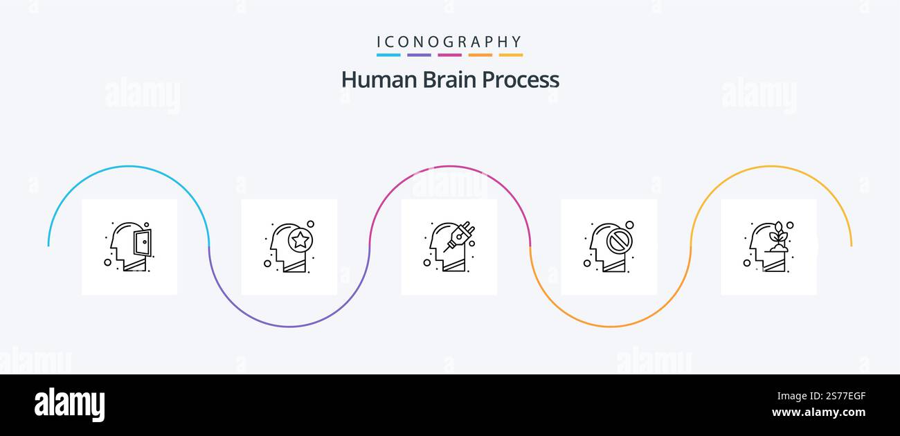 Human Brain Process Line 5 Icon Pack Including forbidden. mind ...