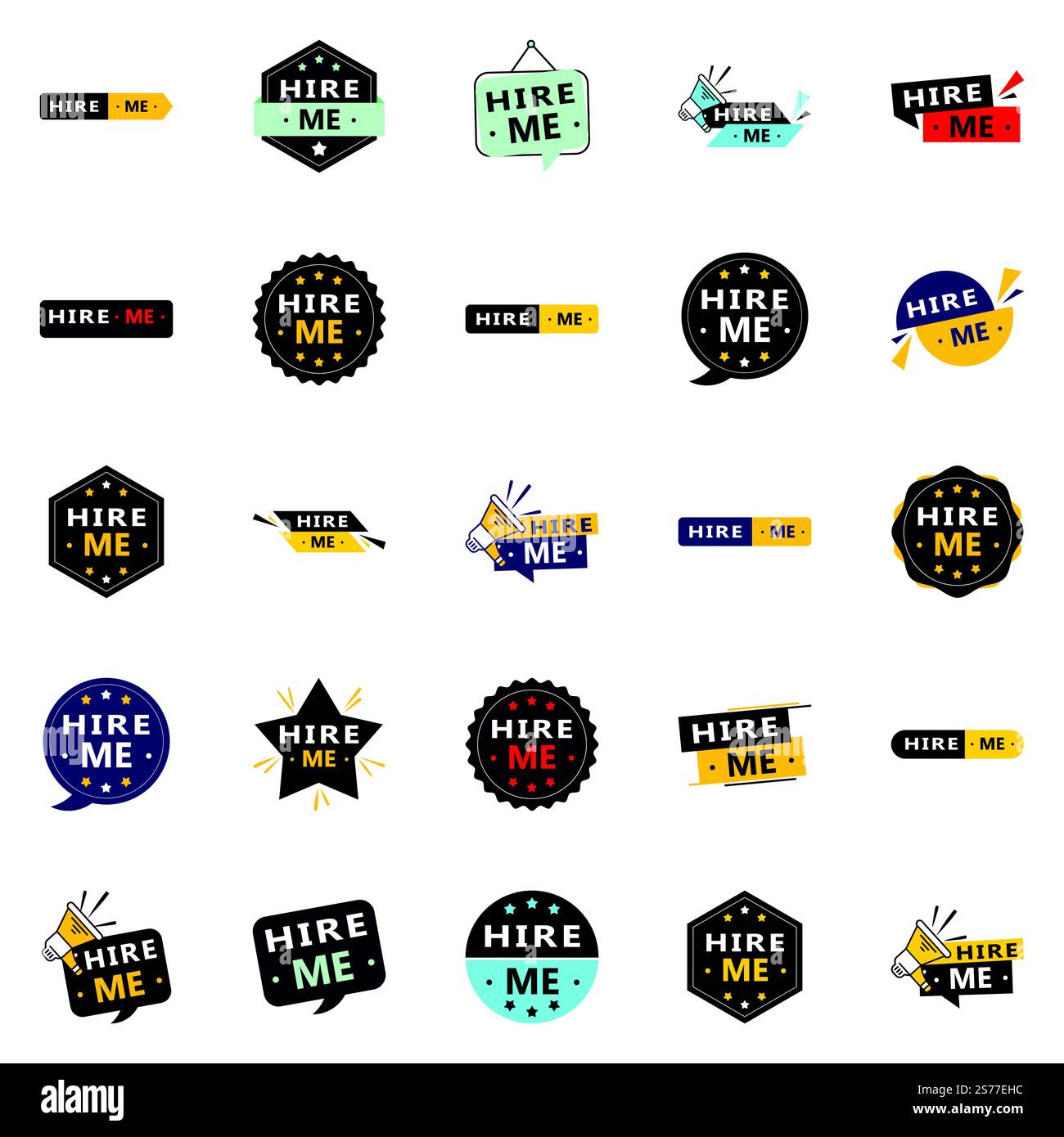 Make a Statement with Our Pack of 25 Hire Me Banners Stock Vector Image ...