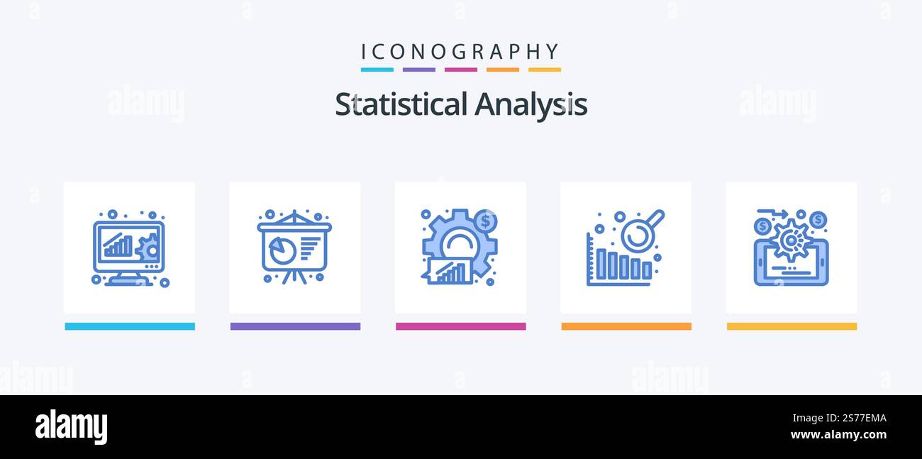 Statistical Analysis Blue 5 Icon Pack Including . data management ...