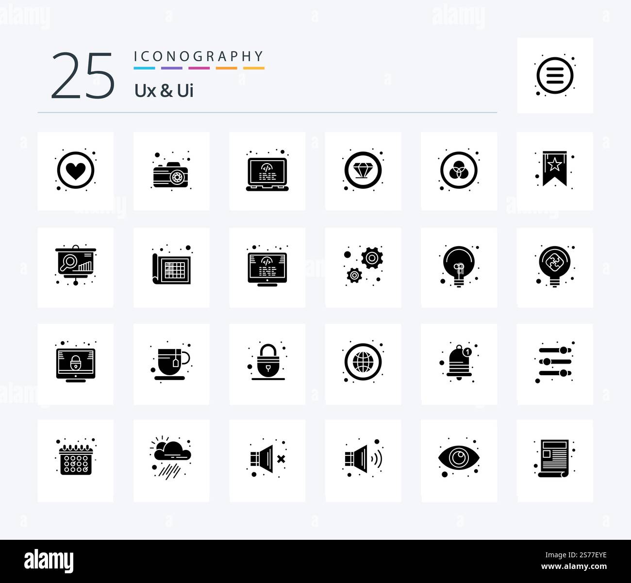 Ux And Ui 25 Solid Glyph icon pack including rgb. diamond. coding. seo. premium Stock Vector ...