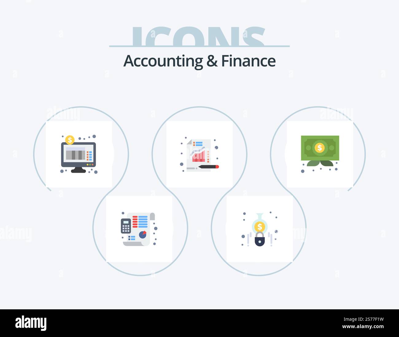 Accounting And Finance Flat Icon Pack 5 Icon Design. certificate. chart. banking. report ...