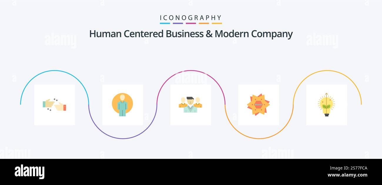 Human Centered Business And Modern Company Flat 5 Icon Pack Including ...