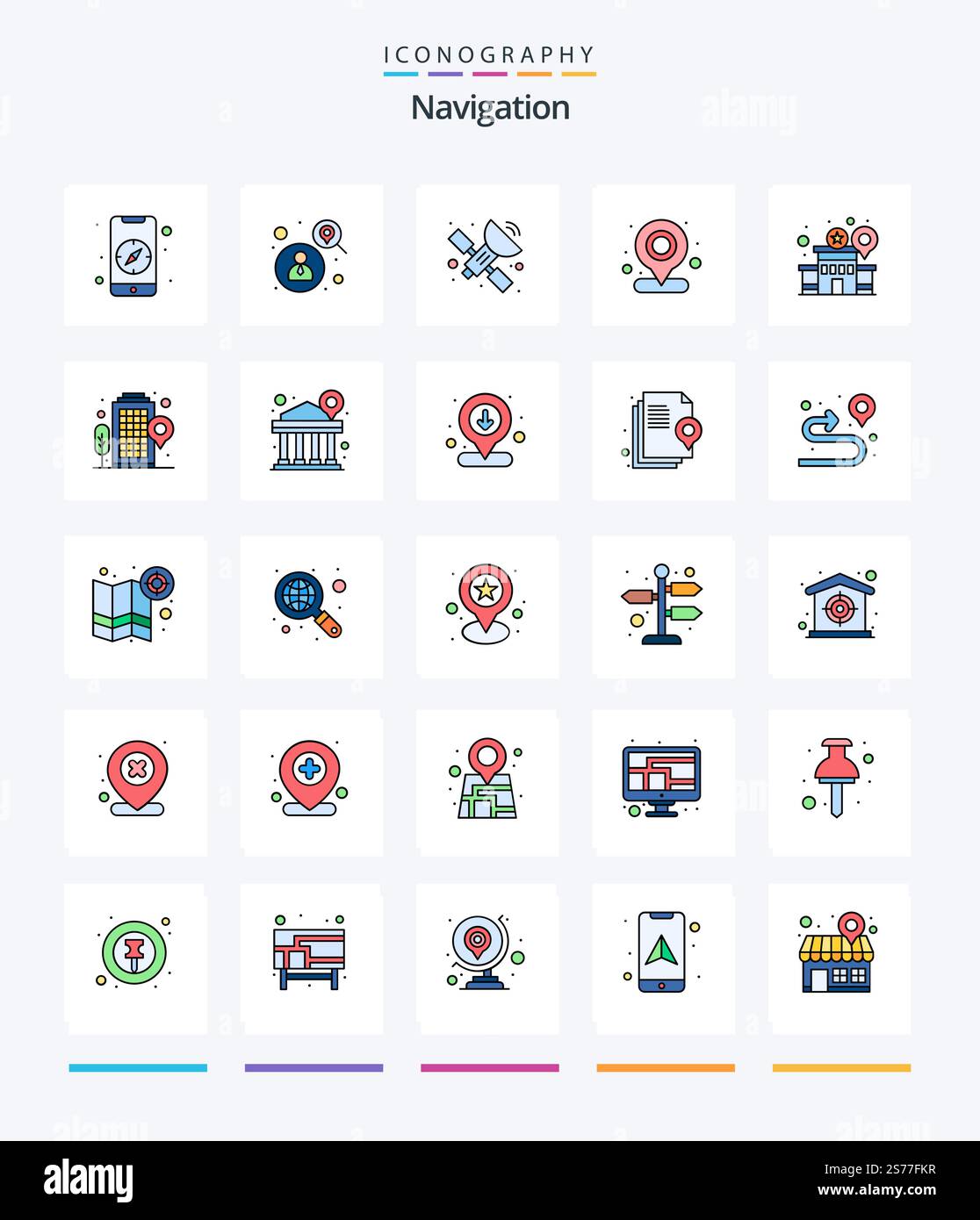 Creative Navigation 25 Line FIlled icon pack Such As police. building ...