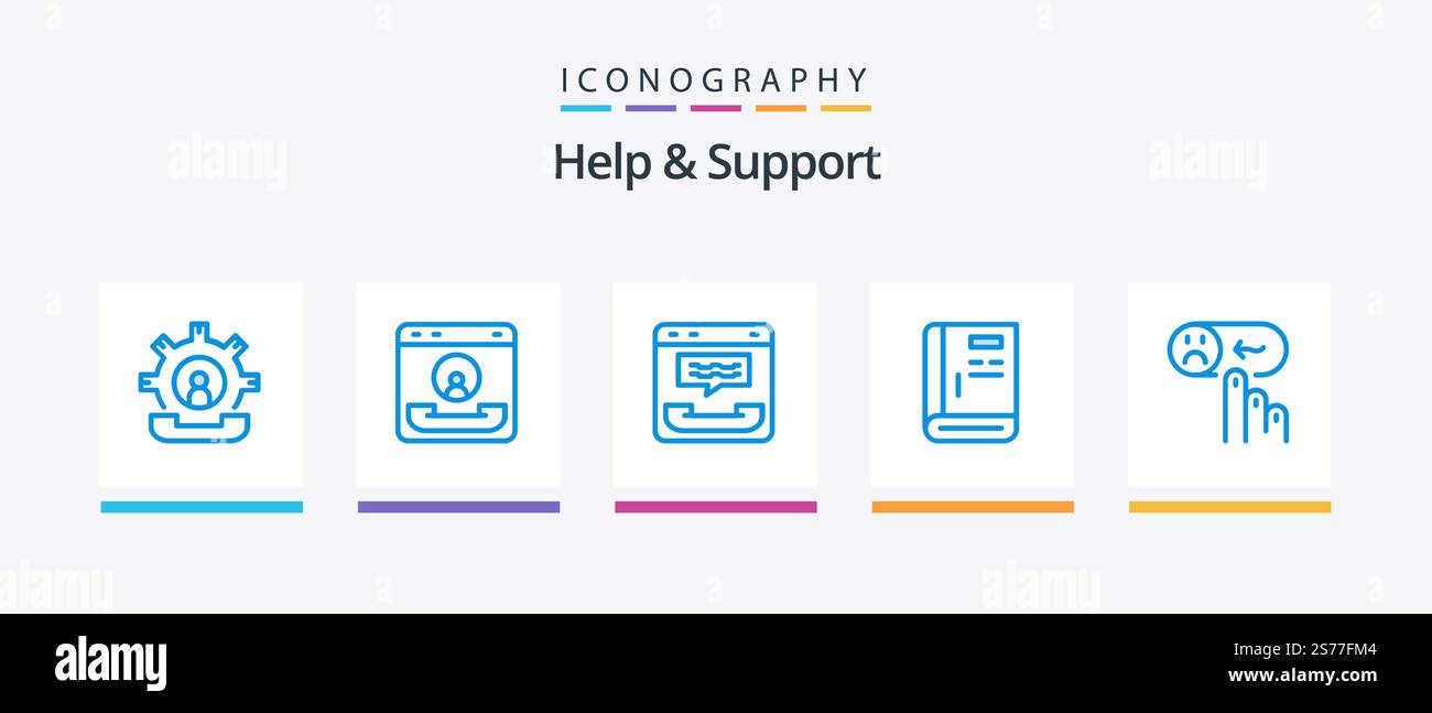 Help And Support Blue 5 Icon Pack Including rating. emotion. contact ...