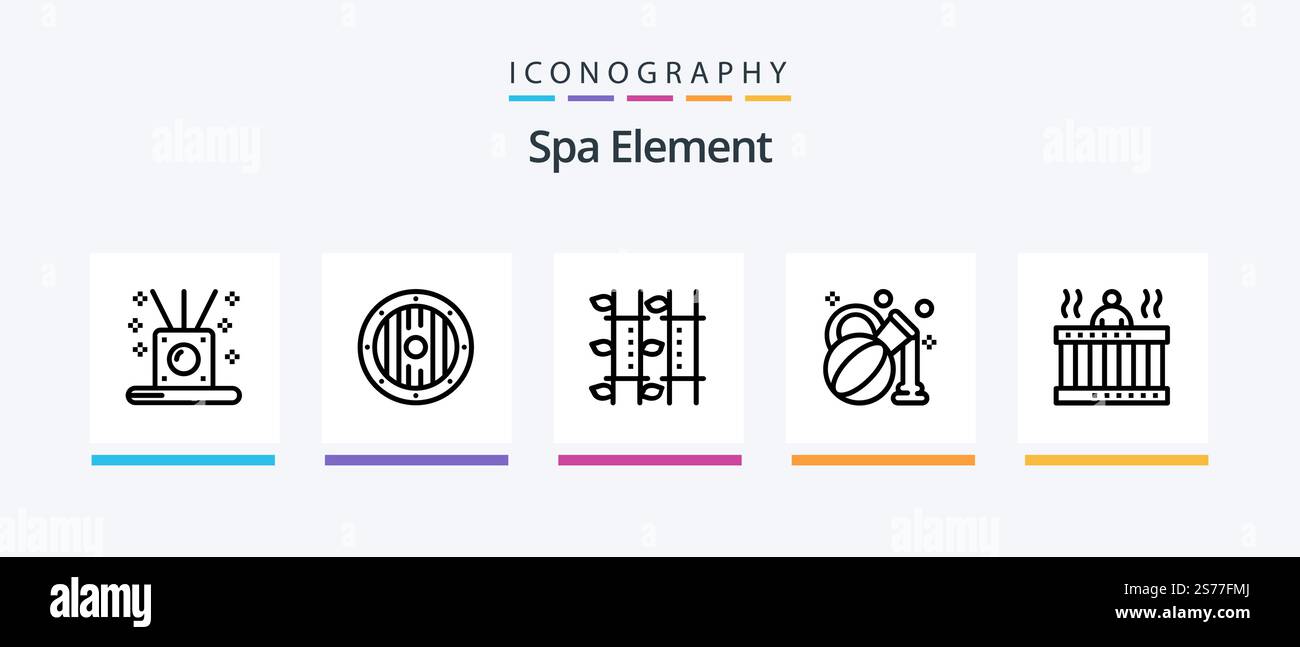 Spa Element Line 5 Icon Pack Including . temperature. spa. mercury. spa ...