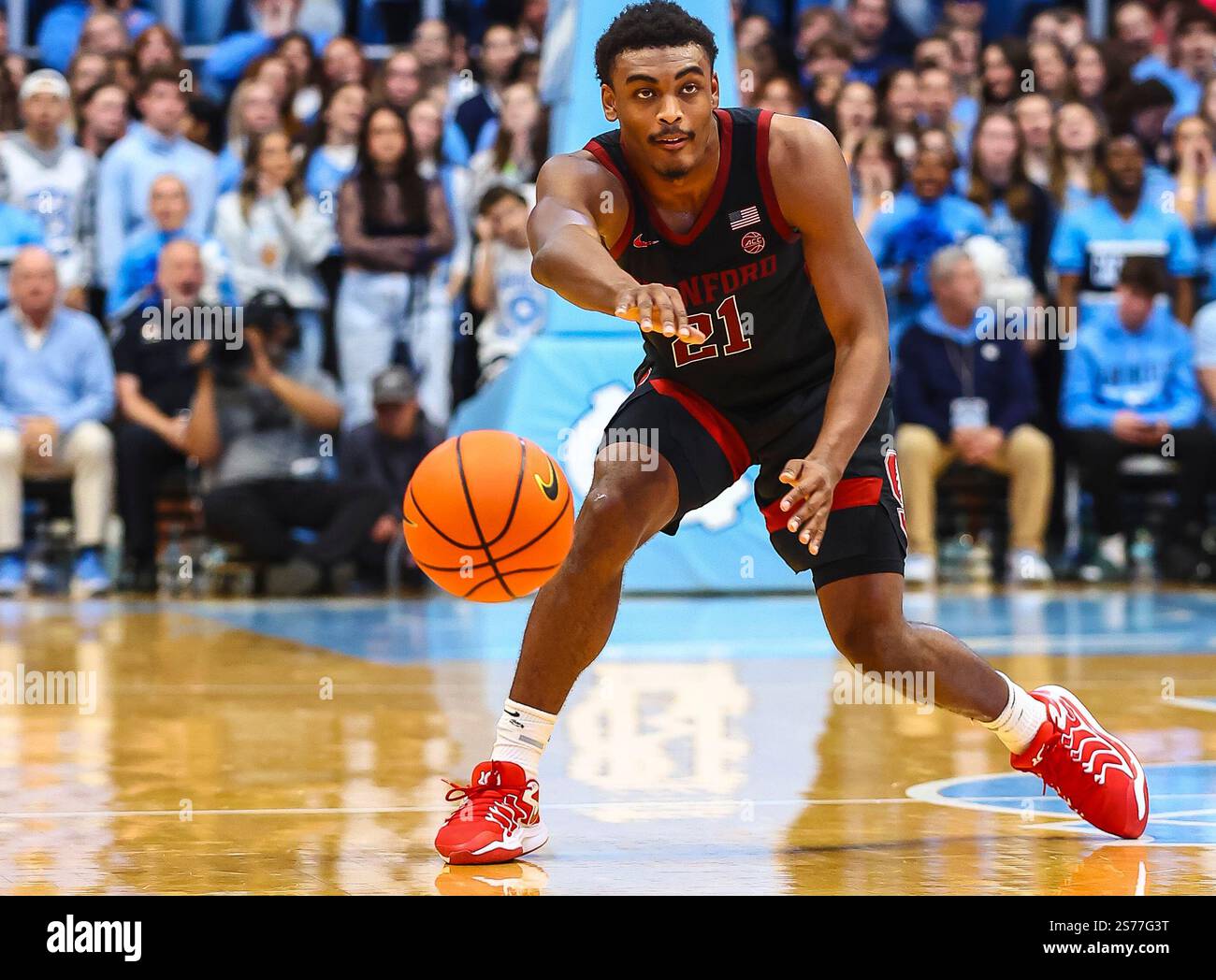 January 18, 2025: Stanford graduate Jaylen Blakes (21) passes ball ...