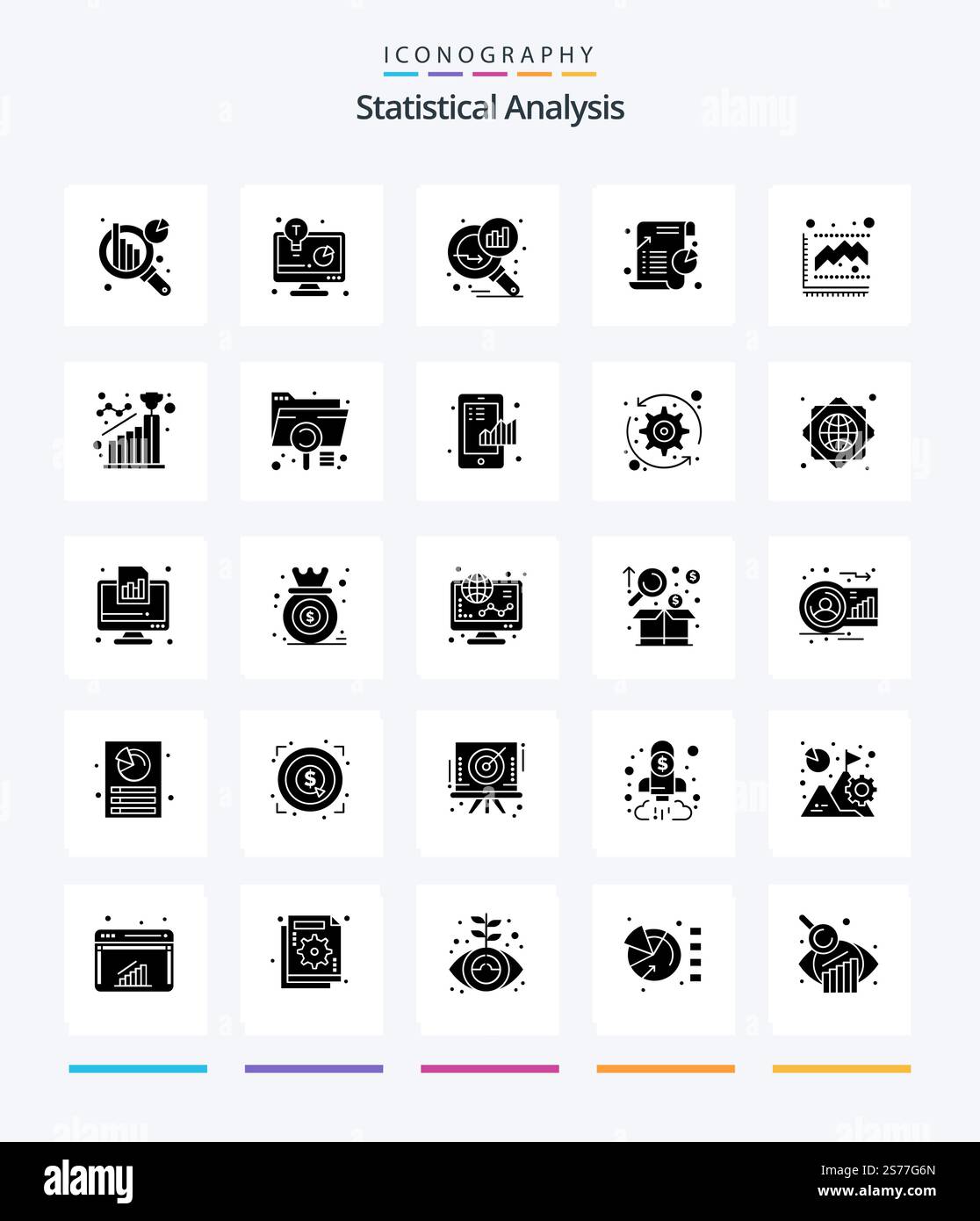 Creative Statistical Analysis 25 Glyph Solid Black icon pack Such As ...