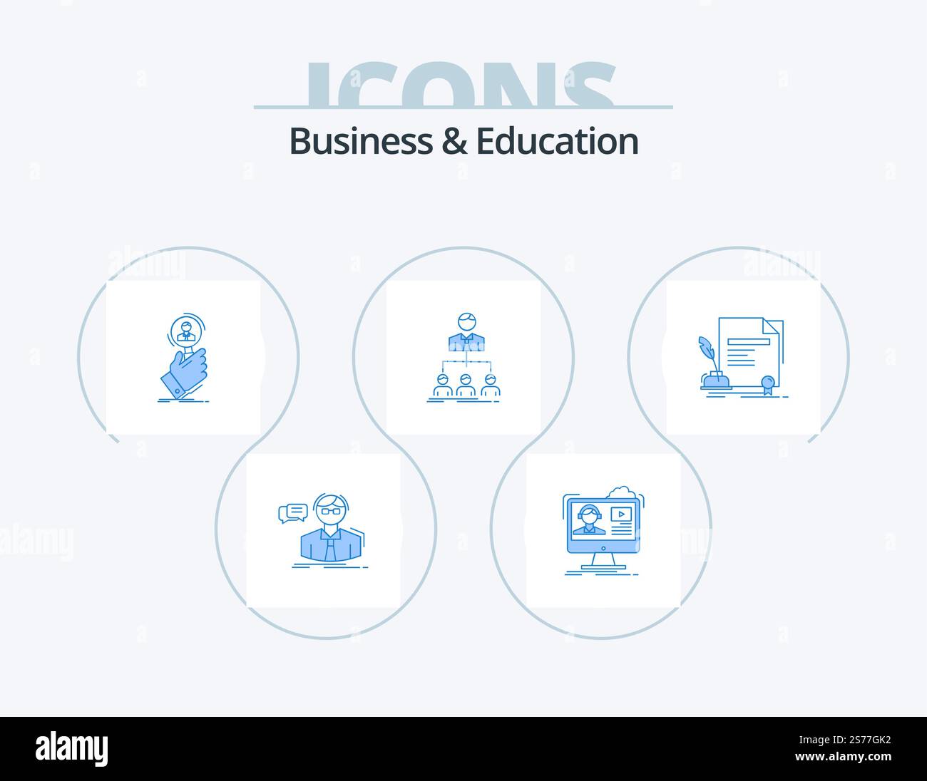 Business And Education Blue Icon Pack 5 Icon Design. organization. team ...