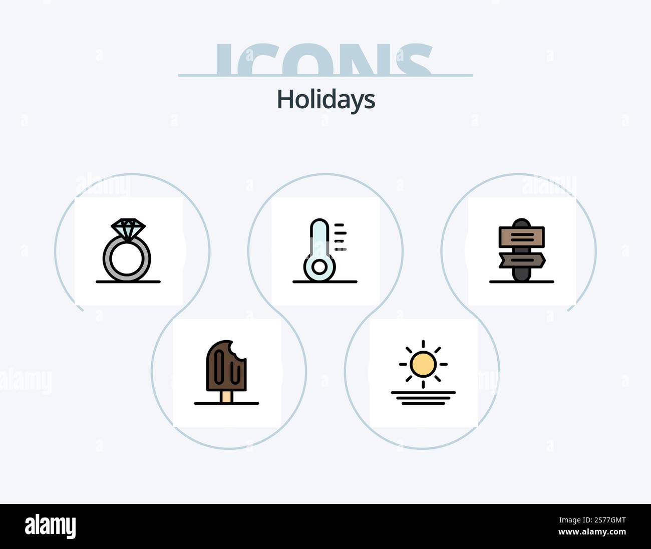 Holidays Line Filled Icon Pack 5 Icon Design. . . cold. sun. beach Stock Vector Image & Art - Alamy