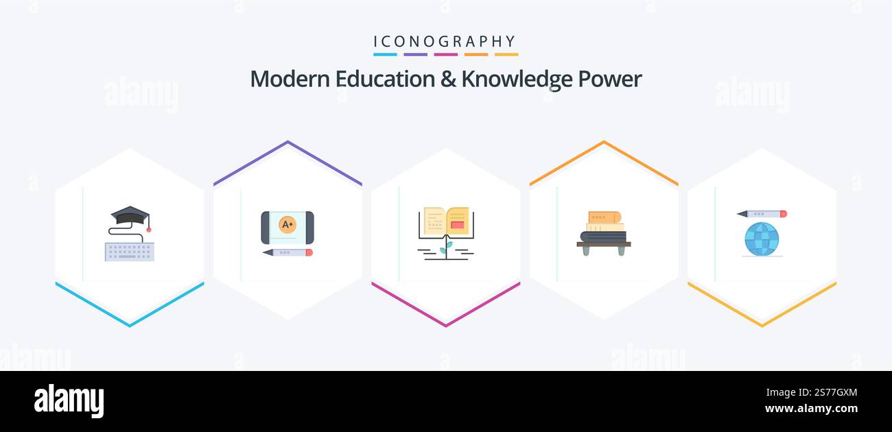 Modern Education And Knowledge Power 25 Flat icon pack including pencil ...