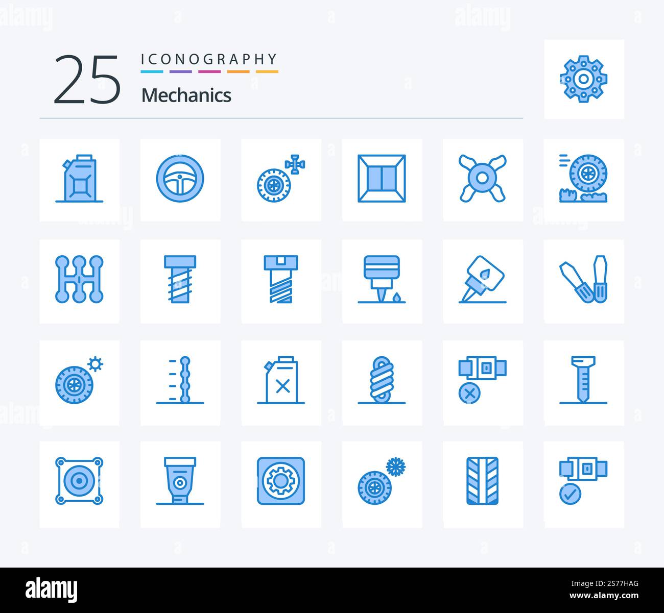 Mechanics 25 Blue Color icon pack including car. motion. wheel ...