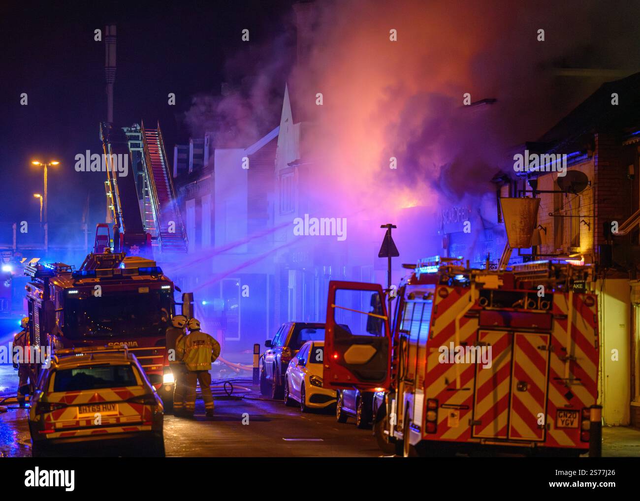 Horsham, West Sussex UK 19th Jan 2025. Fire crews and emergency ...