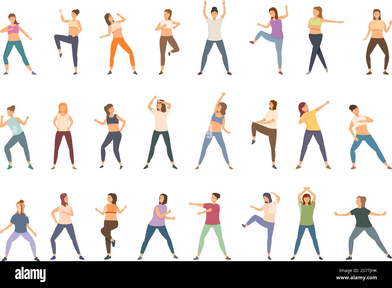 Zumba icons set cartoon vector. Female dancer. Woman fitness. Zumba ...