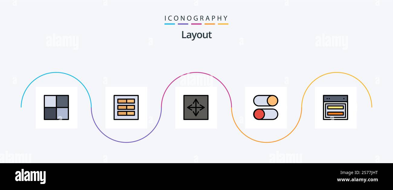 Layout Line Filled Flat 5 Icon Pack Including design. radio. app ...