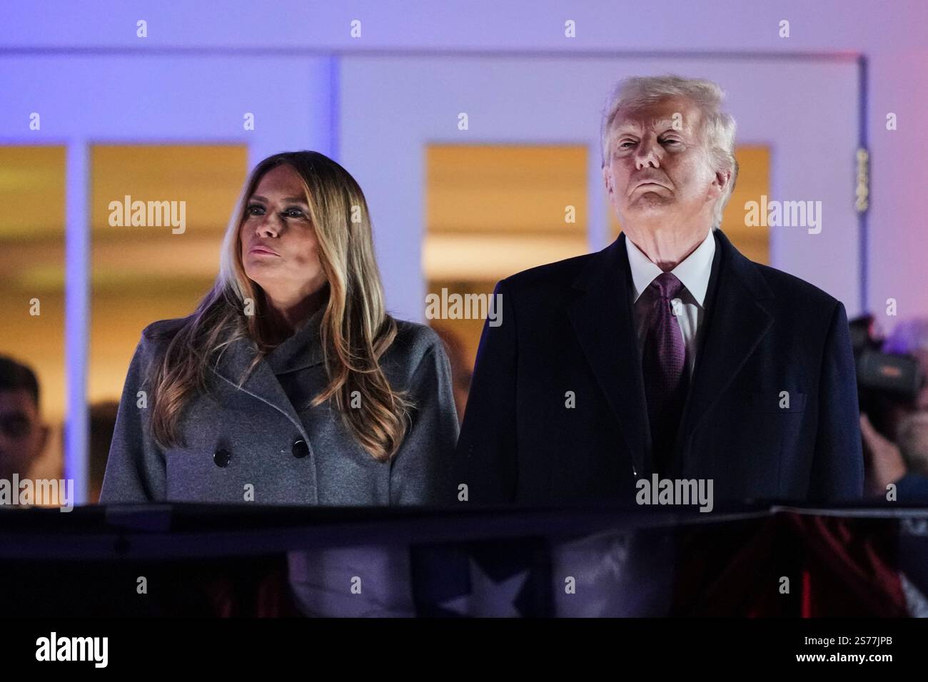 President-elect Donald Trump, right, and Melania Trump watch fireworks ...