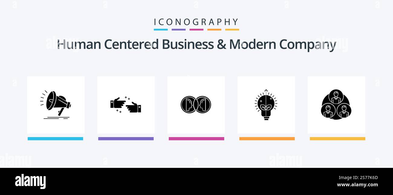 Human Centered Business And Modern Company Glyph 5 Icon Pack Including ...