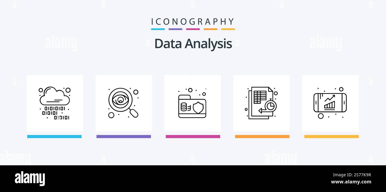 Data Analysis Line 5 Icon Pack Including right. left right. timeline ...