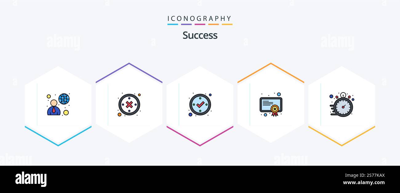 Sucess 25 FilledLine icon pack including hour. clock. check. license ...