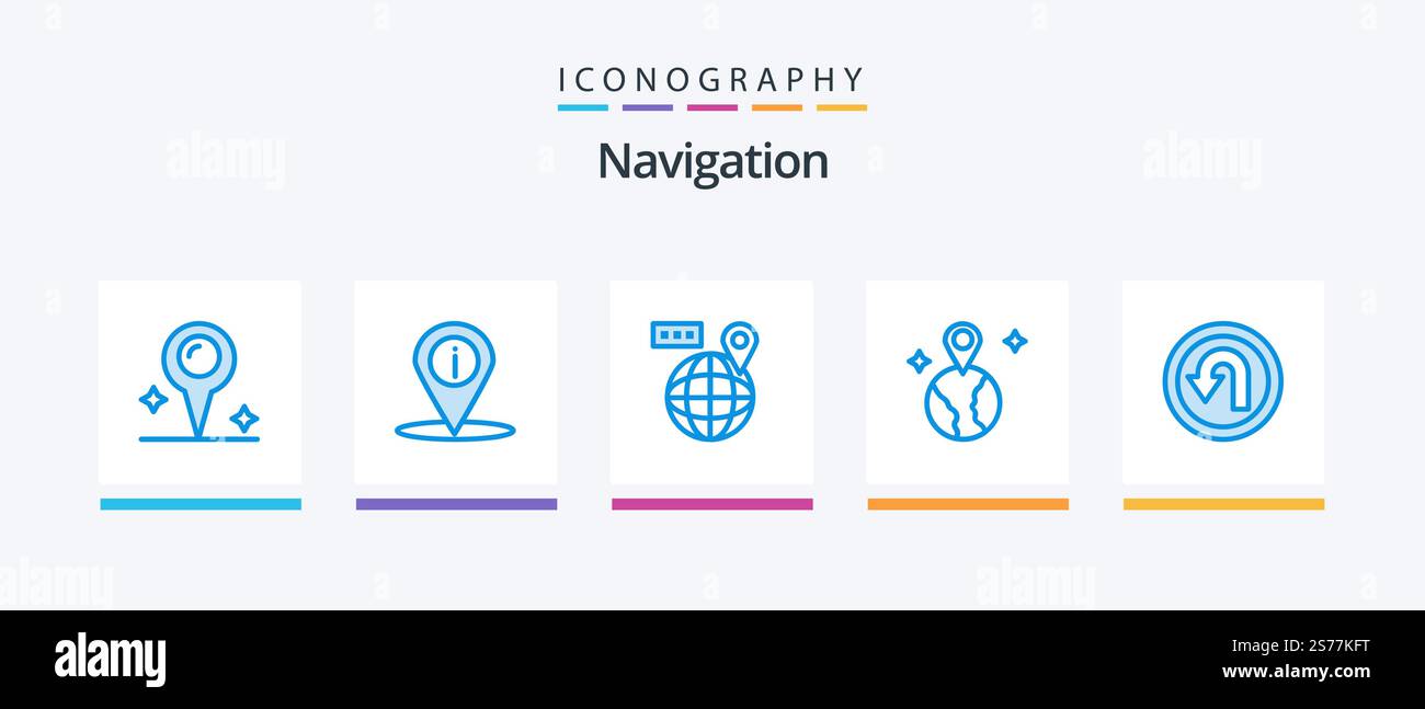 Navigation Blue 5 Icon Pack Including way. back. map. arrow. map ...
