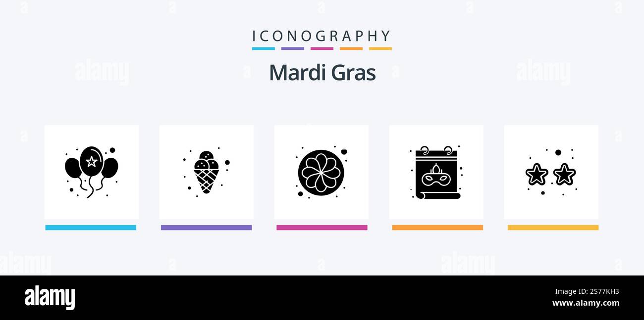 Mardi Gras Glyph 5 Icon Pack Including mardi gras. carnival. flower ...