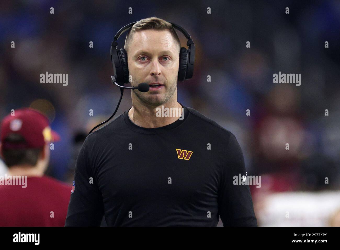 Washington Commanders offensive coordinator Kliff Kingsbury watches ...