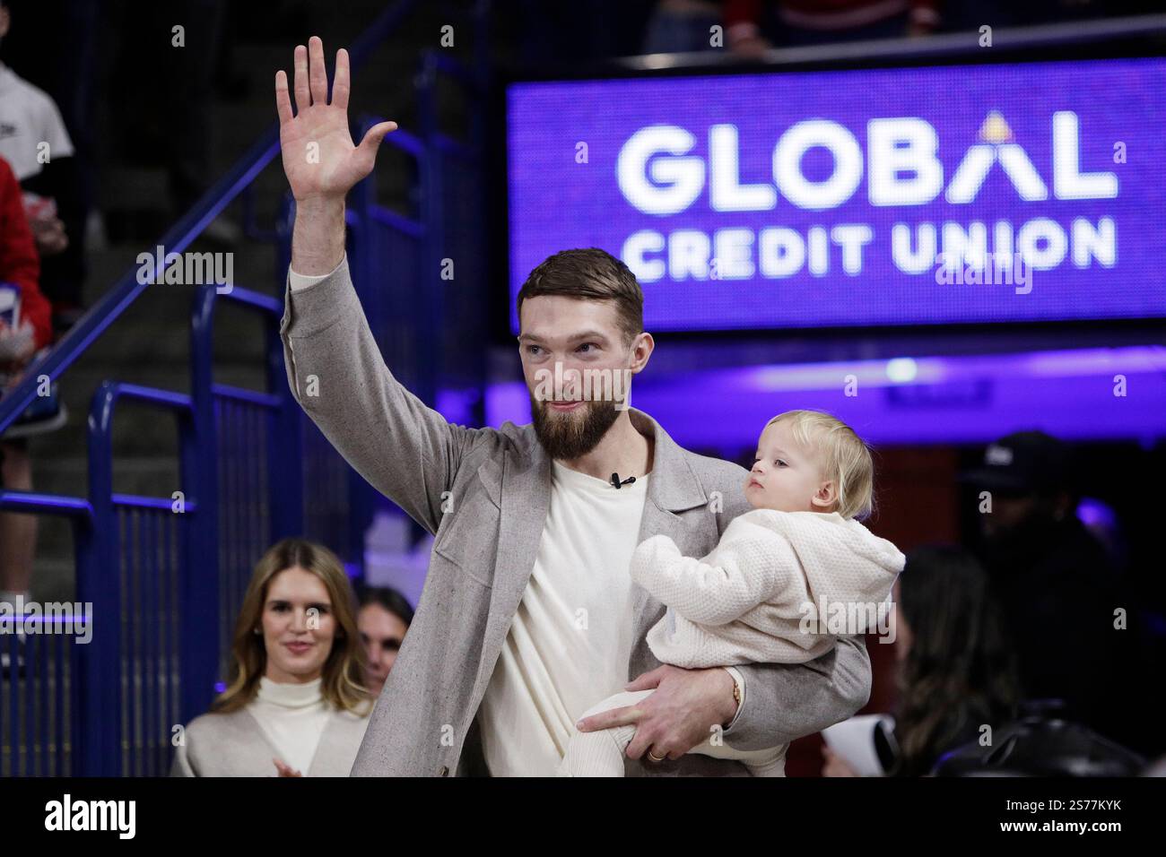 Current NBA Sacramento Kings and former Gonzaga basketball player Domantas Sabonis walks onto ...