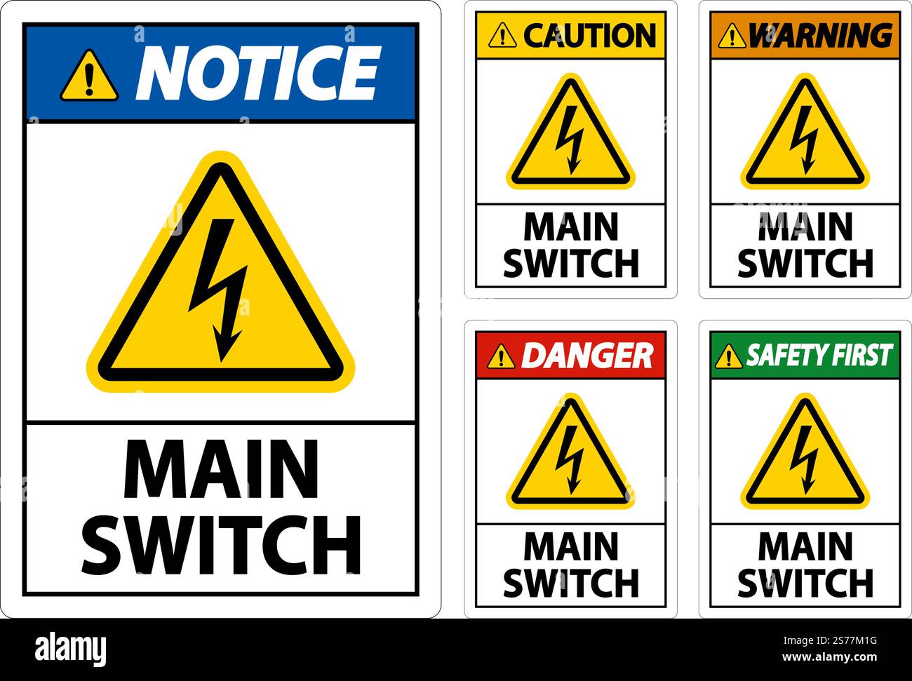Danger Main Switch Sign On White Background Stock Vector Image & Art ...