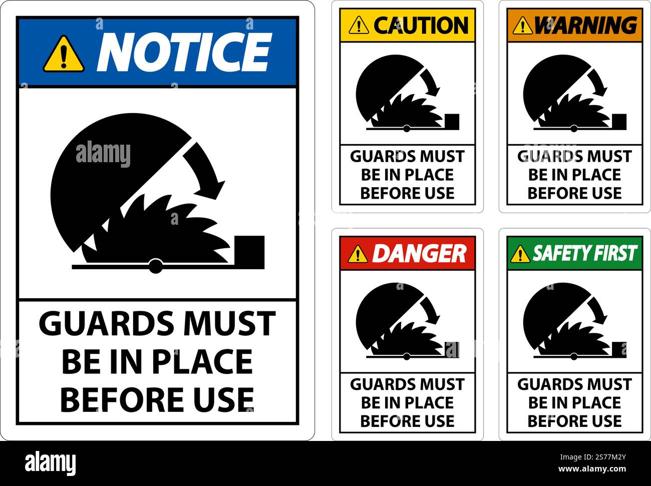 Notice Guards Must Be In Place Sign On White Background Stock Vector ...