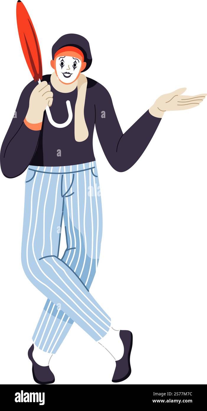 Mime performer or artist doing theatrical technique for acting ...