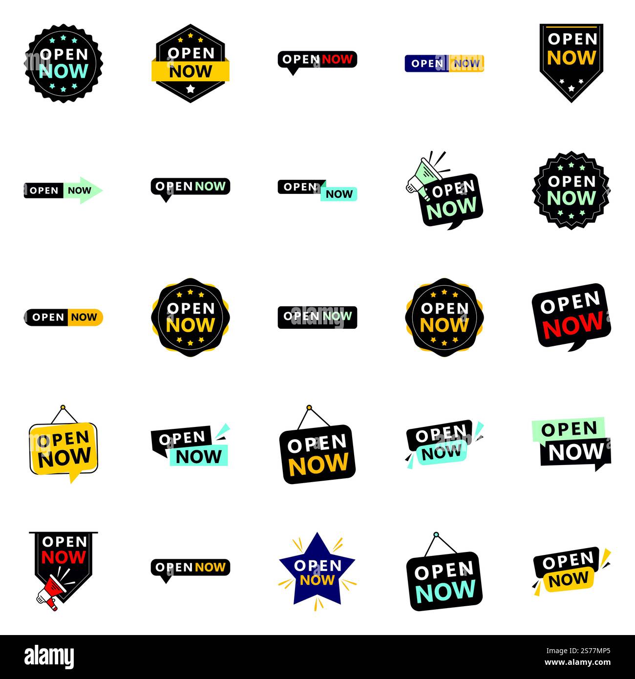 Open now set 25 different design choices Stock Vector Image & Art - Alamy