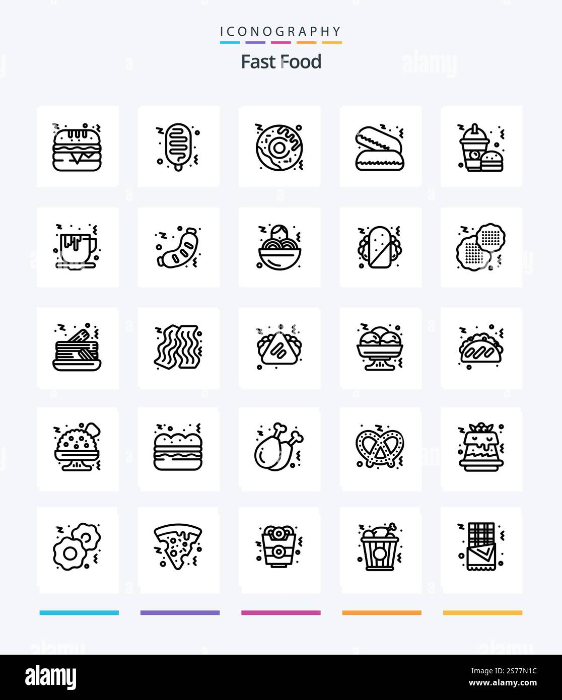 Creative Fast Food 25 OutLine icon pack Such As tea. frappe. food ...