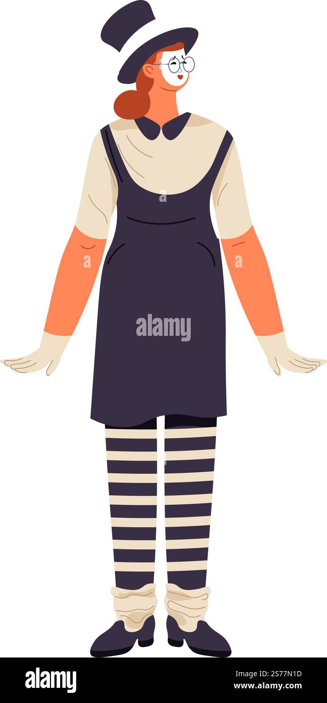 Pantomimist performer wear special clothes for show. Isolated mime ...
