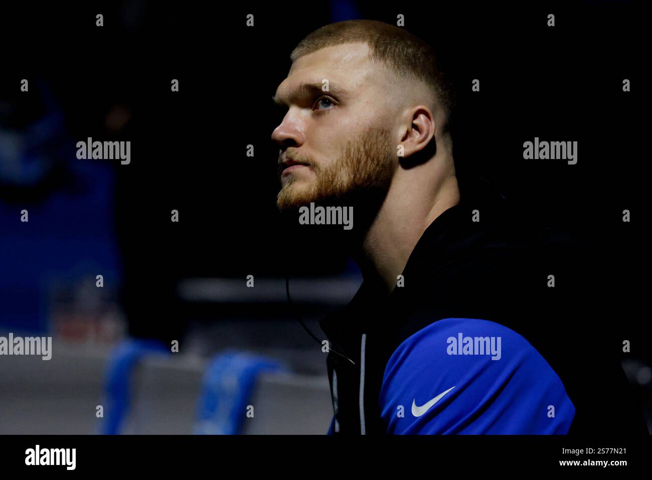 Detroit Lions defensive end Aidan Hutchinson (97) sits on the bench 1aw ...