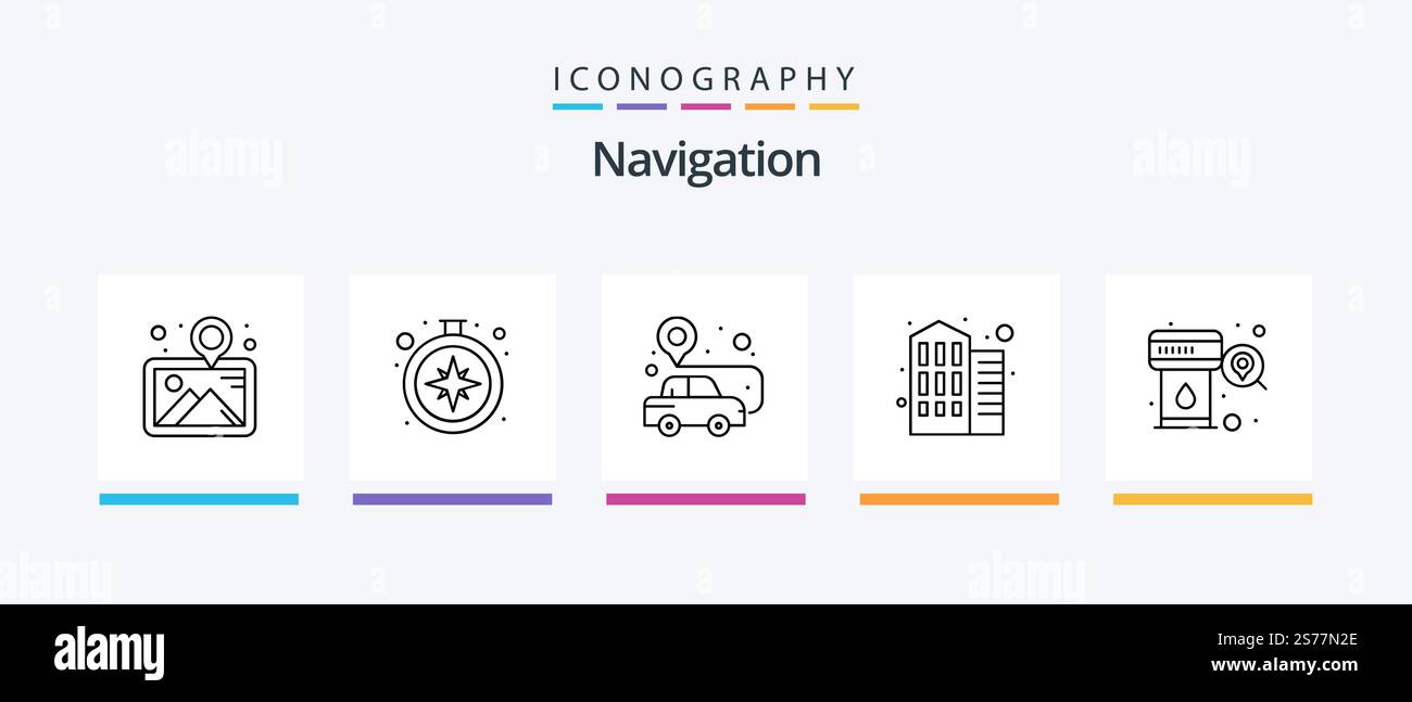 Navigation Line 5 Icon Pack Including map. road. navigation. navigation ...