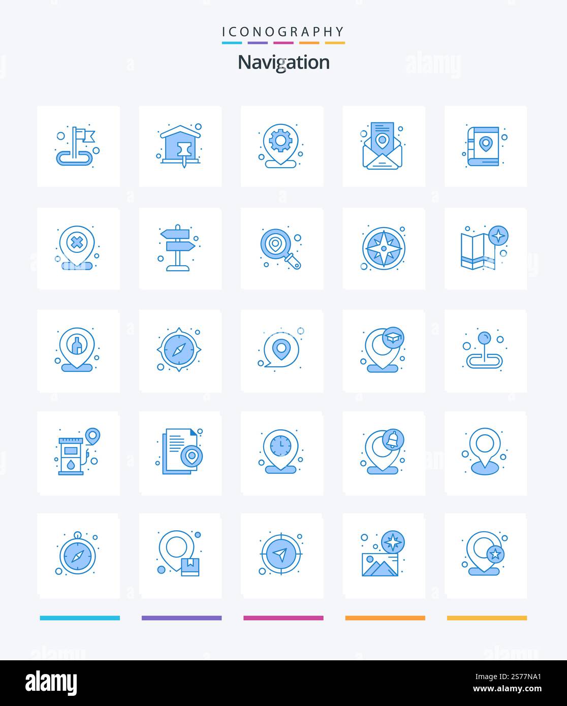 Creative Navigation 25 Blue icon pack Such As location. book. map. pin ...