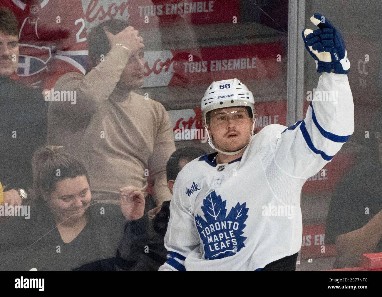 Toronto Maple Leafs' William Nylander (88) celebrates his goal over the ...