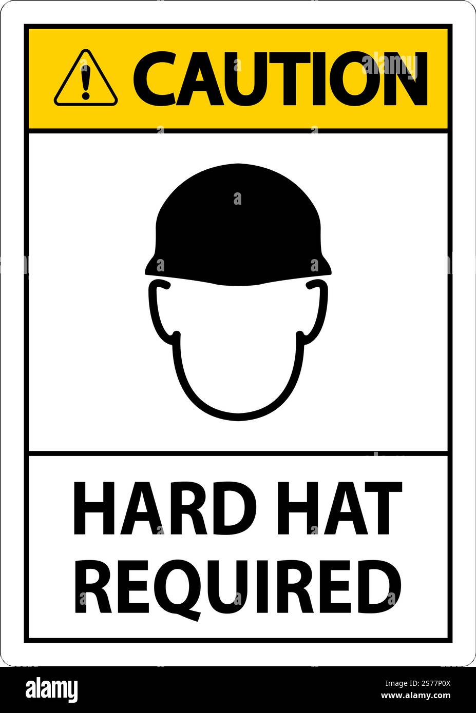 Caution Hard Hat Required Sign On White Background Stock Vector Image ...