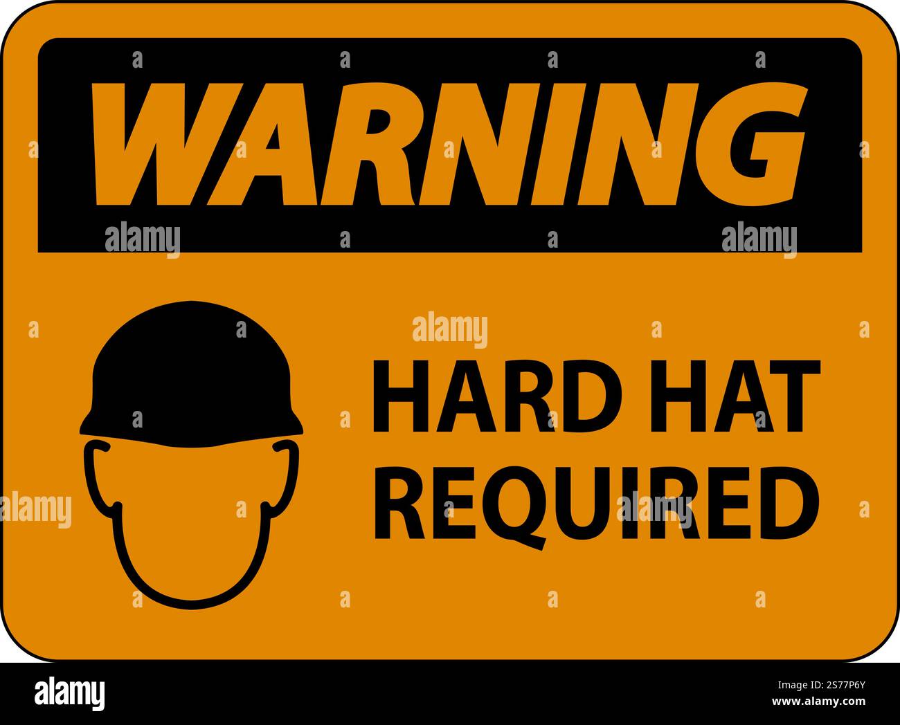 Warning Hard Hat Required Sign On White Background Stock Vector Image ...