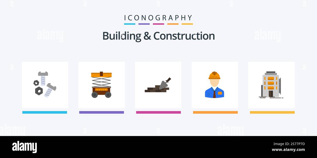 Building And Construction Flat 5 Icon Pack Including labour ...