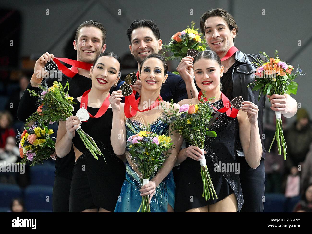 Laval, Canada. 18th Jan, 2025. Gold medalists Deanna Stellato-Dudek and ...