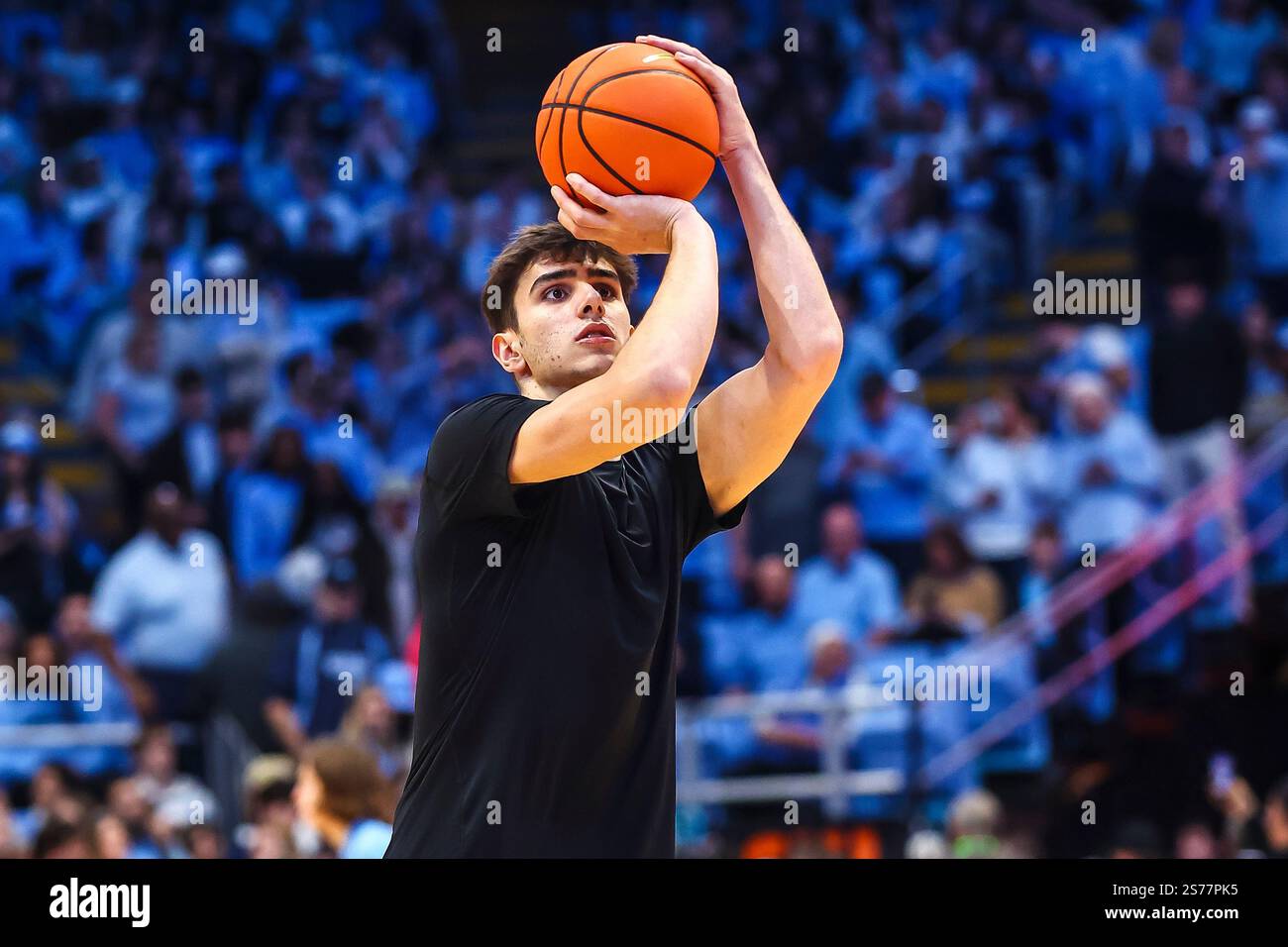 January 18, 2025: Stanford senior Maxime Raynaud (42) warms up before ...
