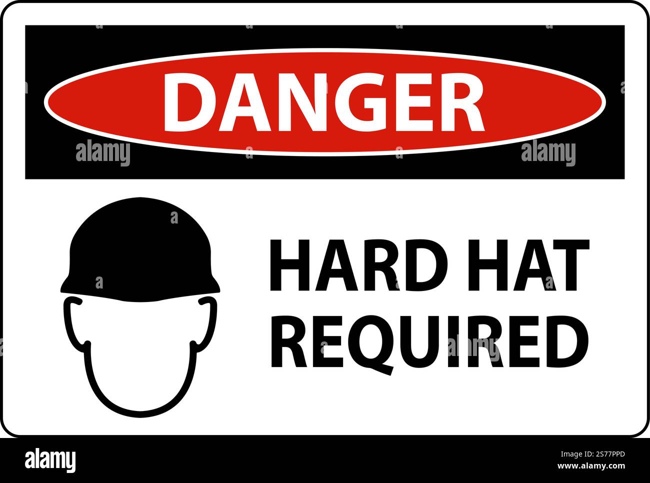 Danger Hard Hat Required Sign On White Background Stock Vector Image ...