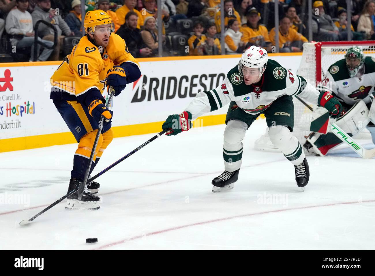 Nashville Predators center Jonathan Marchessault (81) passes the puck ...