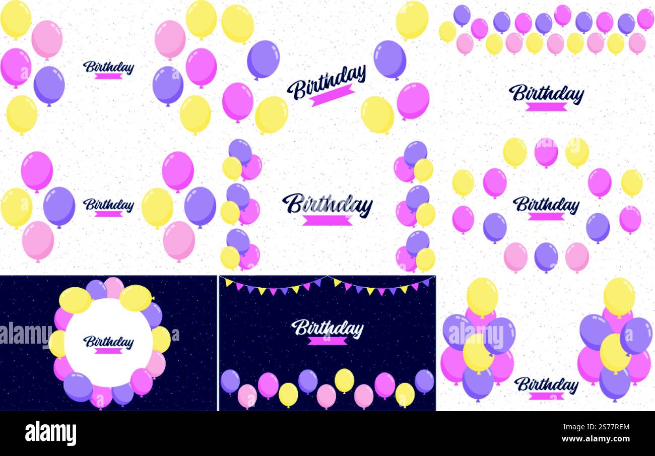 Happy Birthday text with a rainbow gradient and a geometric pattern ...
