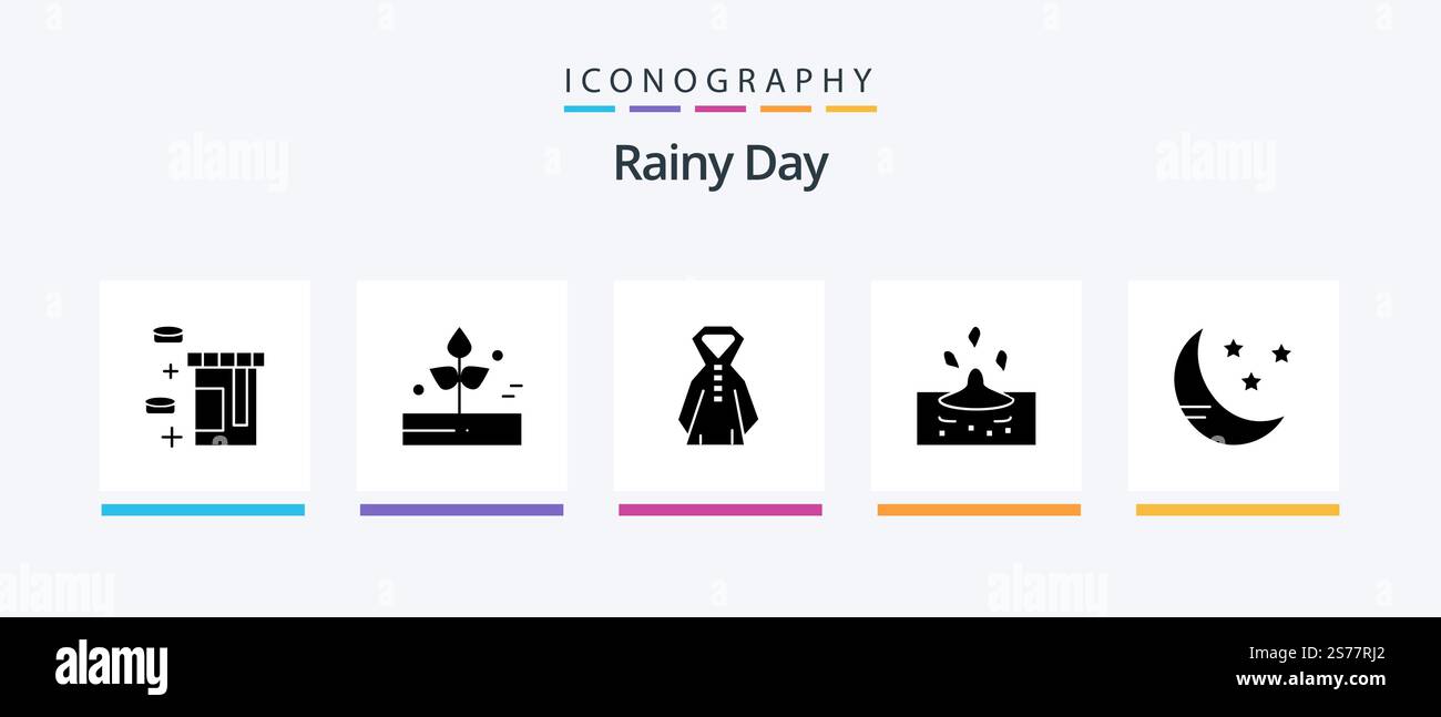 Rainy Glyph 5 Icon Pack Including weather. moon. clothing. water. rain ...