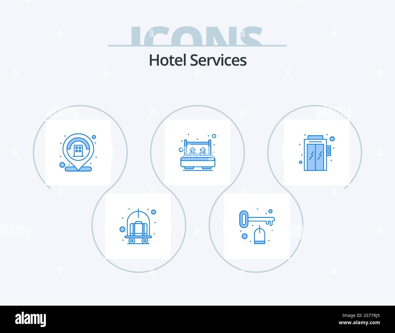 Hotel Services Blue Icon Pack 5 Icon Design. passenger. elevator ...