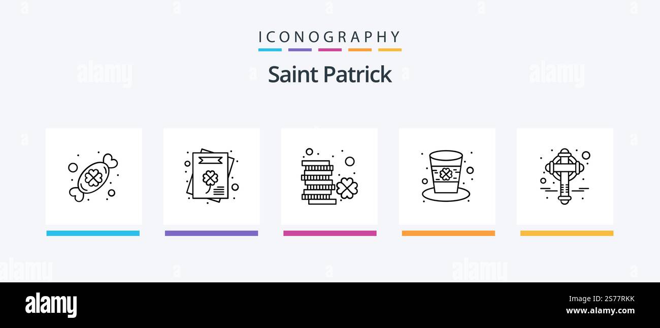Saint Patrick Line 5 Icon Pack Including festival. celebrate. ireland ...