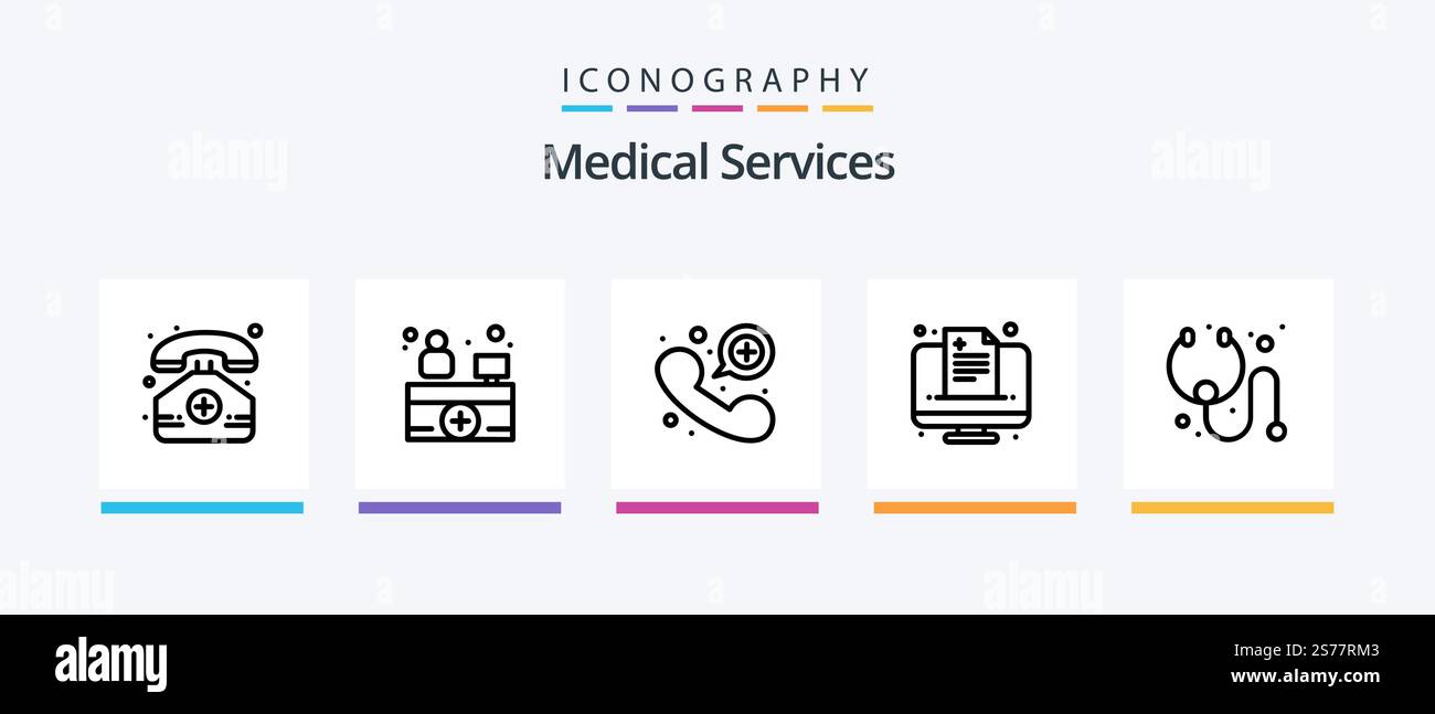 Medical Services Line 5 Icon Pack Including mobile. hospital. hospital ...
